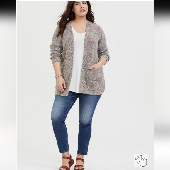 torrid | Sweaters | Torrid Grey Colorful Marled Wooden Fuzzy Knit ...